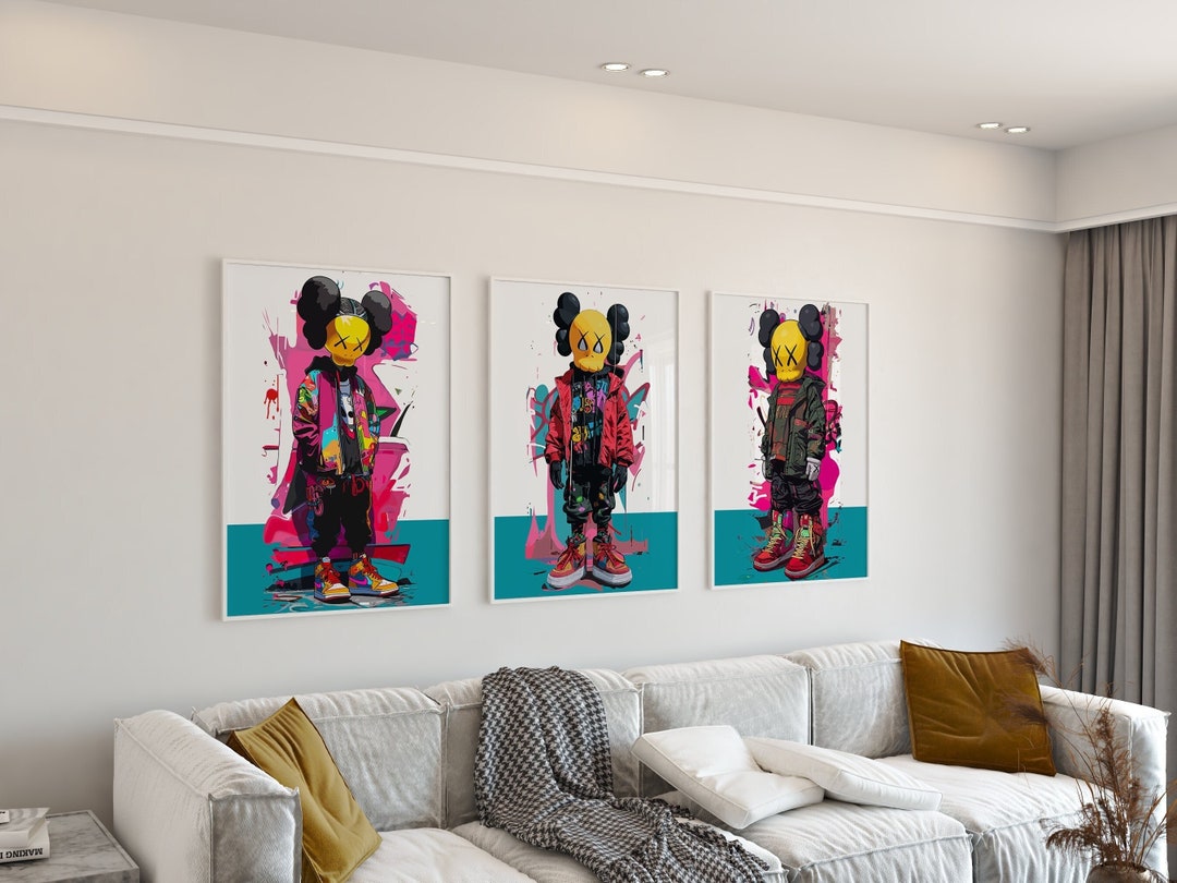 Trendy KAWS Printable Art Bundle 3 Pieces Stylish Wall Decor Ideal Art ...