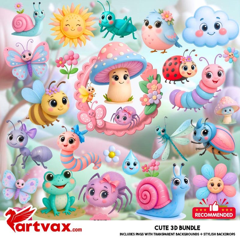 Cute Bugs Clipart - Etsy