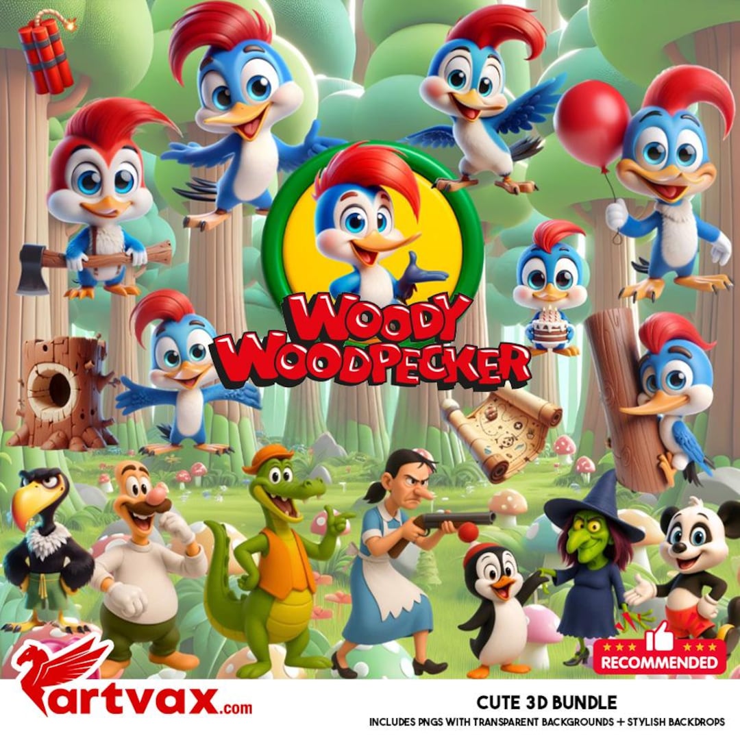Woody Woodpecker PNG Clipart | Cute Cartoon Characters Digital Download ...