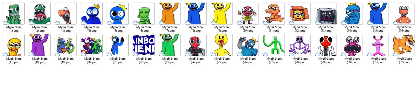 Rainbow Friends Png Bundle, Rainbow Friends Clipart Bundle, Blue ...