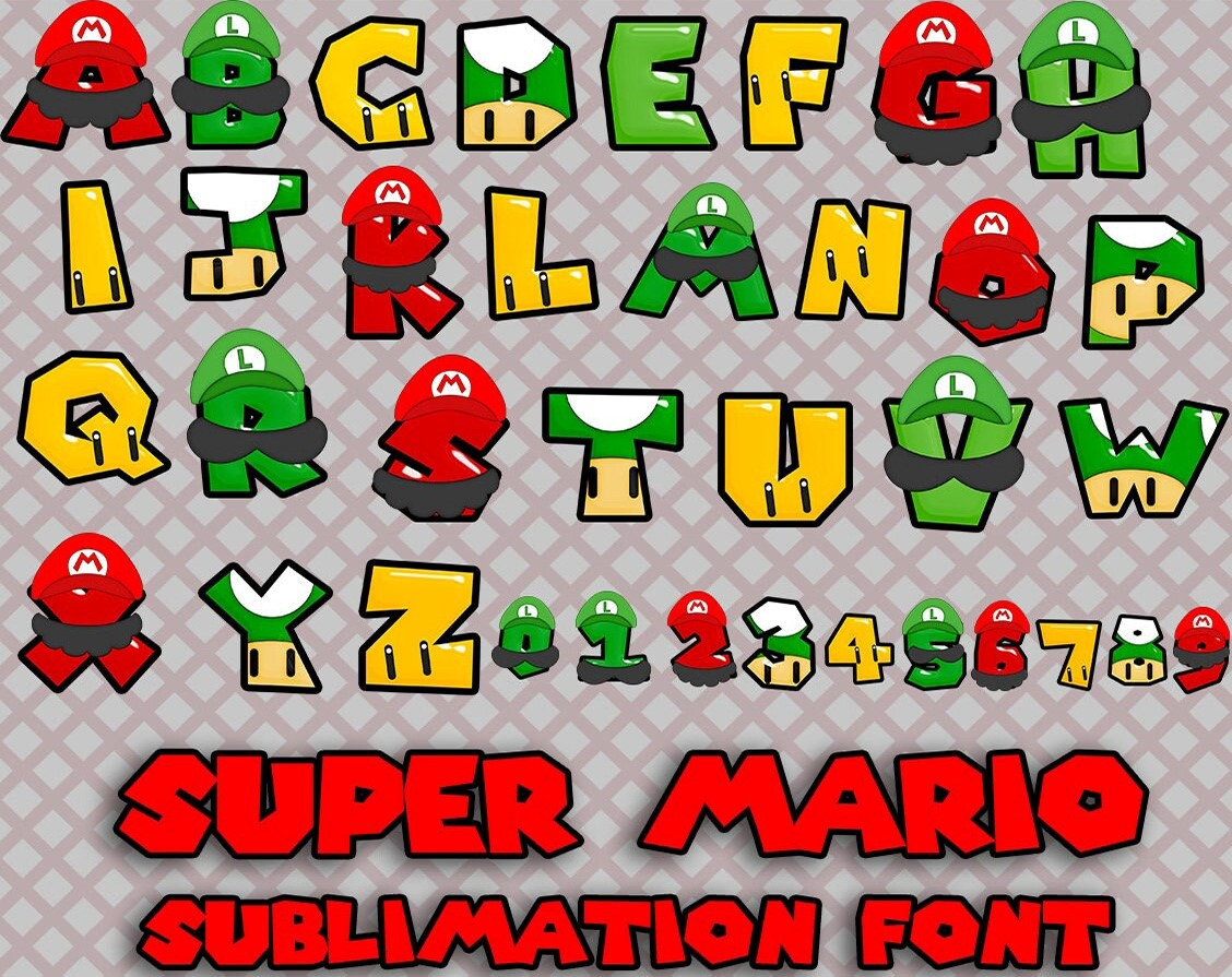 Mario Alphabet Png Bundle, Super Bro Font, Kid Font for Birthday Party ...