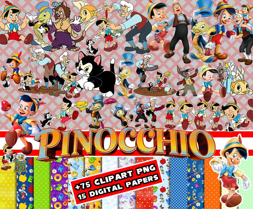 Pinocchio PNG, Cliparts, Geppetto PNG Digital Download Bundle, High ...