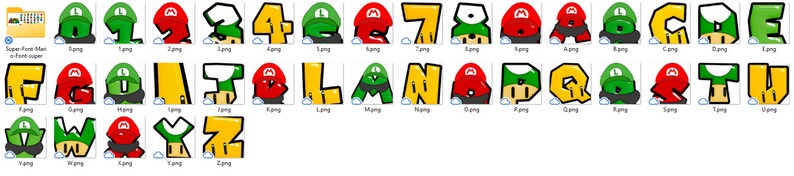 Mario Alphabet Png Bundle, Super Bro Font, Kid Font for Birthday Party ...