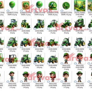 Cute Farm Tractors Clipart Bundle, John Deere Inspired PNG Bundle ...