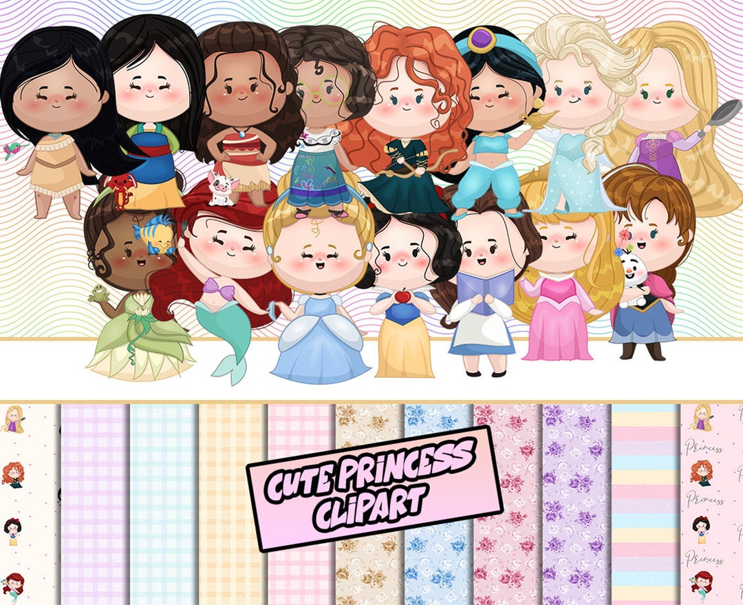 Cute Princess PNG Bundle, Princess Clipart Digital Download, Cute Queen ...