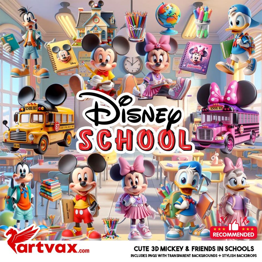 Mickey School Png, Cute Disney School Clipart, Back to School, Minnie ...