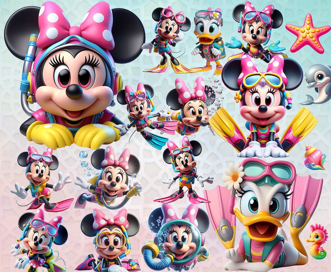 Minnie Under the Sea Png, Summer Minnie Mouse Clipart, Minnie Diver Png ...