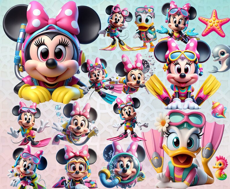 Minnie Under the Sea Png, Summer Minnie Mouse Clipart, Minnie Diver Png ...