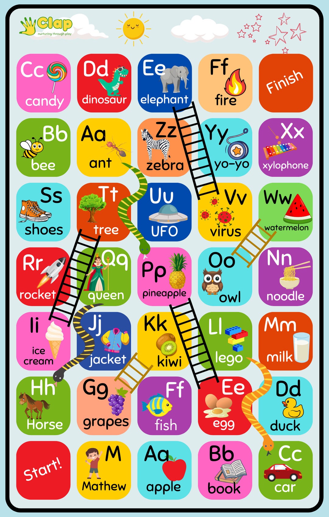 Personalized Snake and Ladder Game, Digital Download Kids Activity - Etsy