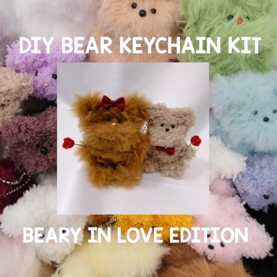 DIY Bear Keychain Kit Using Pipecleaners Beary in Love Set Step-by-step ...
