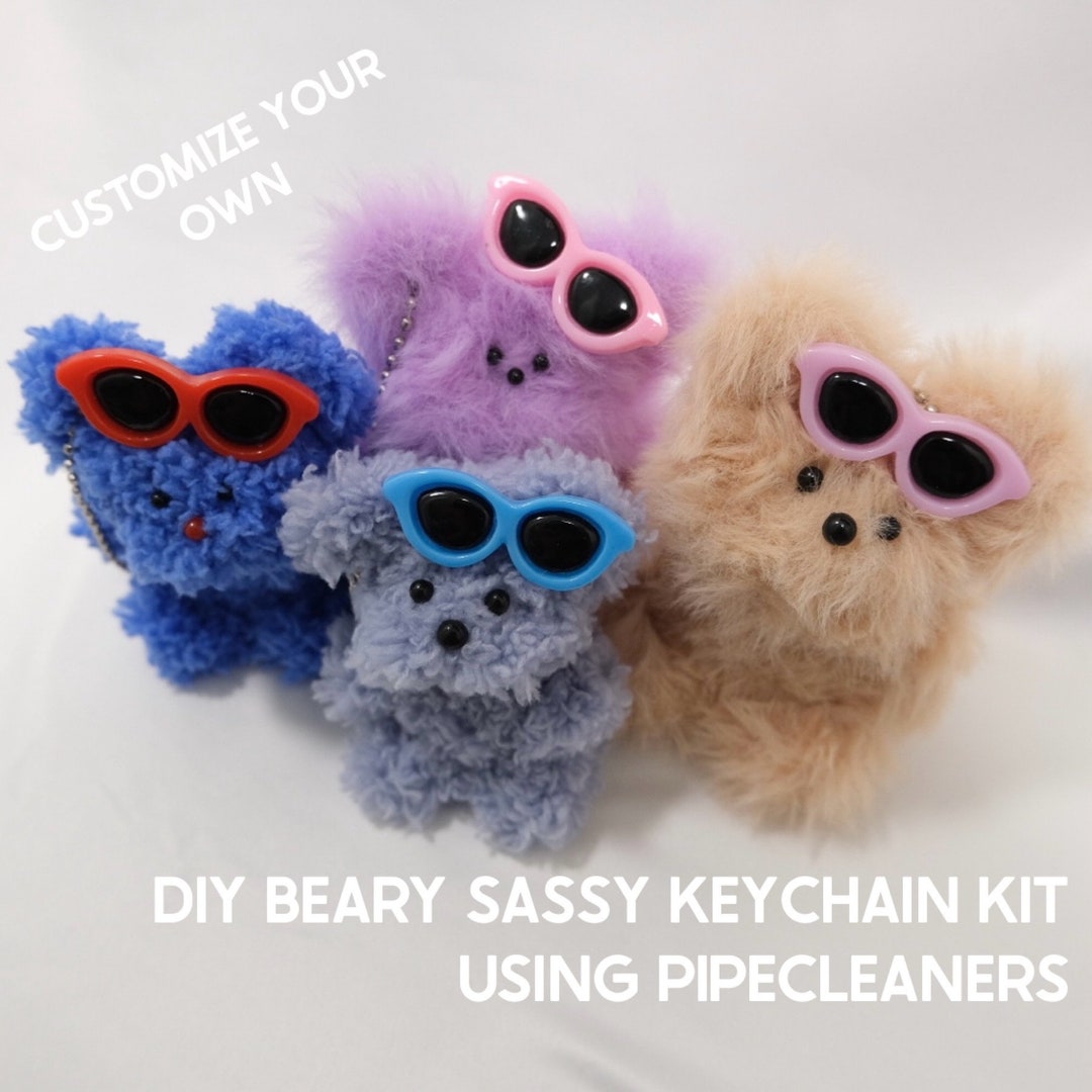 DIY Bear Keychain Kit Using Pipecleaners Beary Sassy Set Step-by-step ...