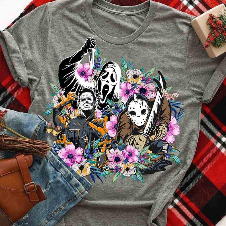 Floral Horror Characters Bundle Png, Halloween Png, Horror Movies Png ...