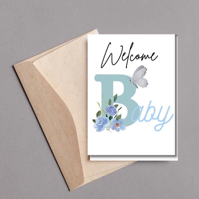 New Baby Boy Card, Printable Card, New Baby, Welcome Baby Card ...