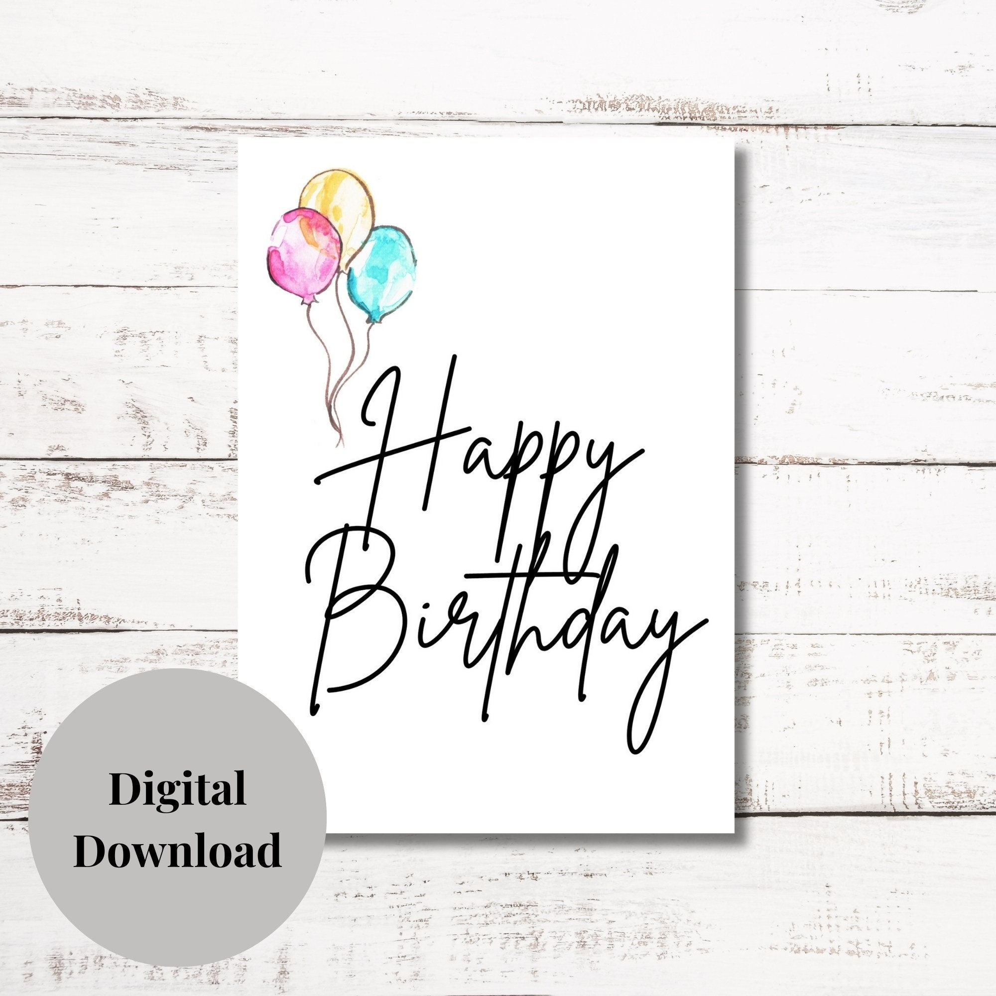 Happy Birthday Card Simple Birthday Card Digital Download Printable ...