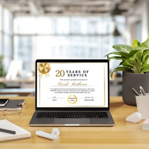Editable Years of Service Certificate, Printable Certificate, Employee ...
