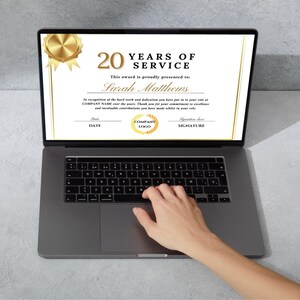 Editable Years of Service Certificate, Printable Certificate, Employee ...