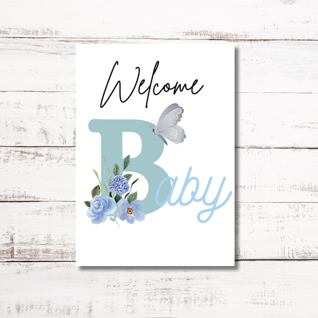 New Baby Boy Card, Printable Card, New Baby, Welcome Baby Card ...