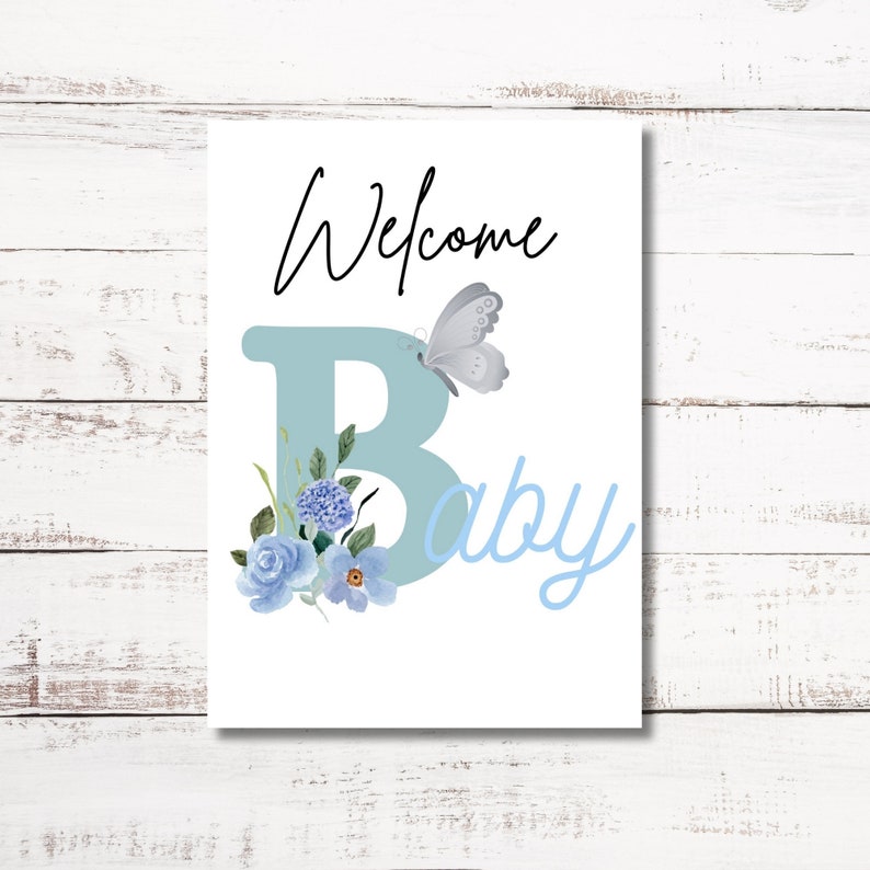 New Baby Boy Card, Printable Card, New Baby, Welcome Baby Card ...