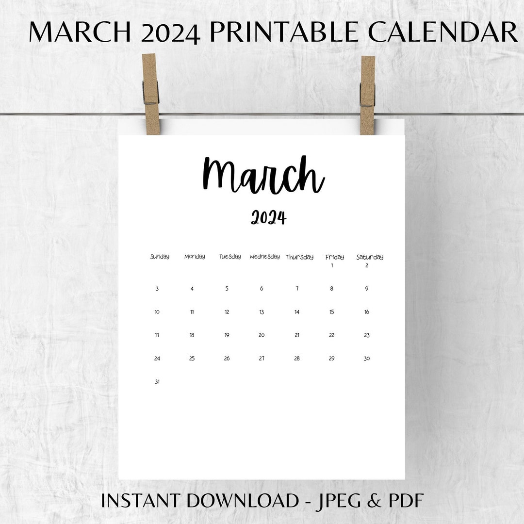 Printable calendar March 2024, March calendar, March 2024 baby due date ...