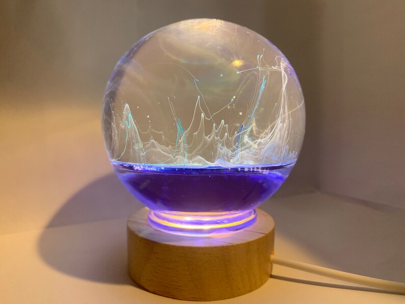 Handmade Resin Orb "saltwater Lake" | 1-of-1 Custom Night Light/desk ...