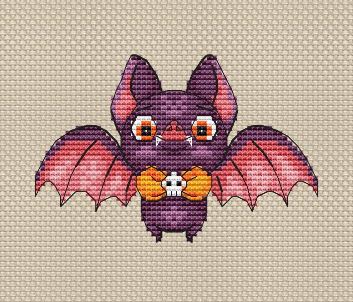 Cute Bat Cross Stitch Pattern, PDF Instant Download, Digital Cross ...