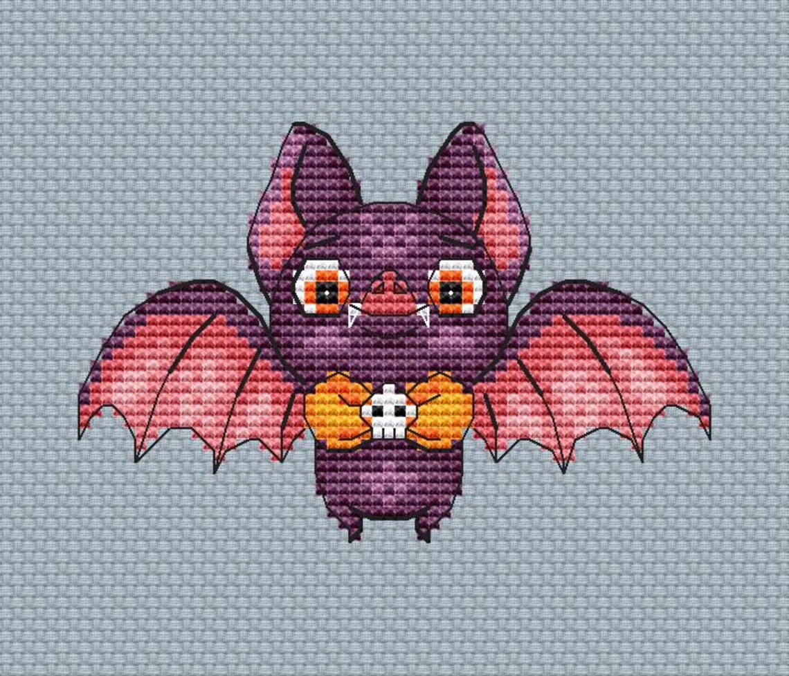 Cute Bat Cross Stitch Pattern, PDF Instant Download, Digital Cross ...