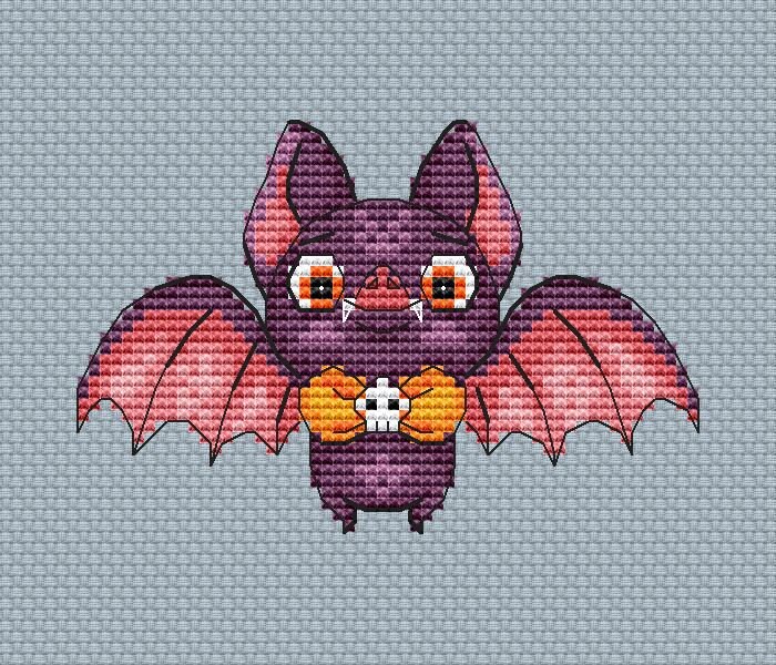 Cute Bat Cross Stitch Pattern, PDF Instant Download, Digital Cross ...
