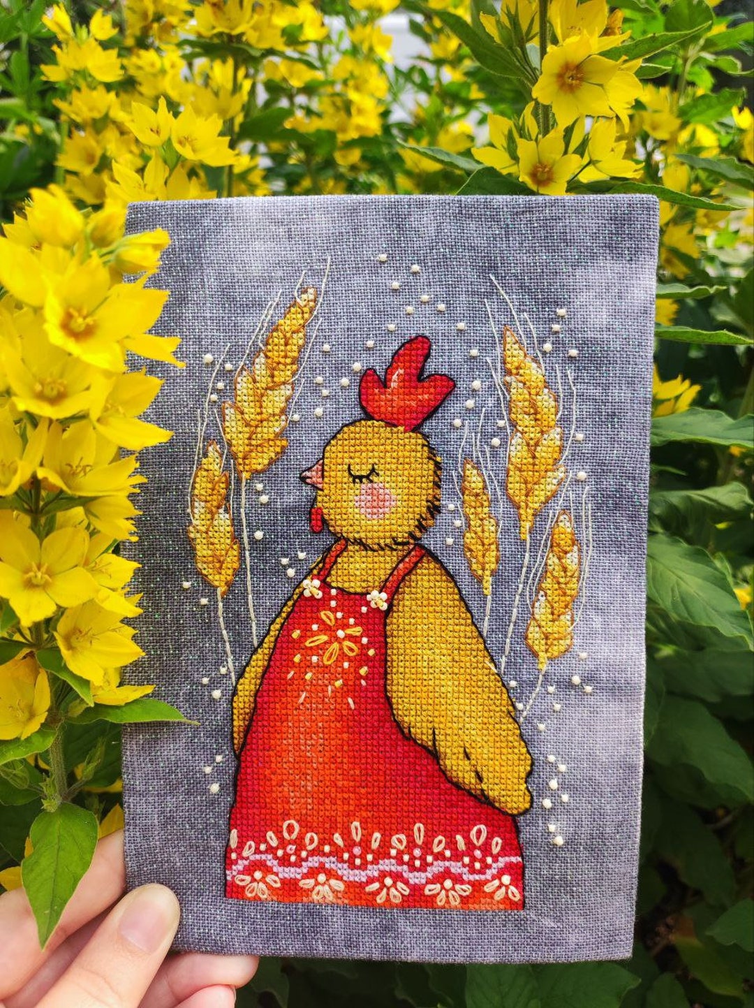 PDF Hen Cross Stitch Pattern, Folk Chicken Embroidery, Vintage Chicken ...