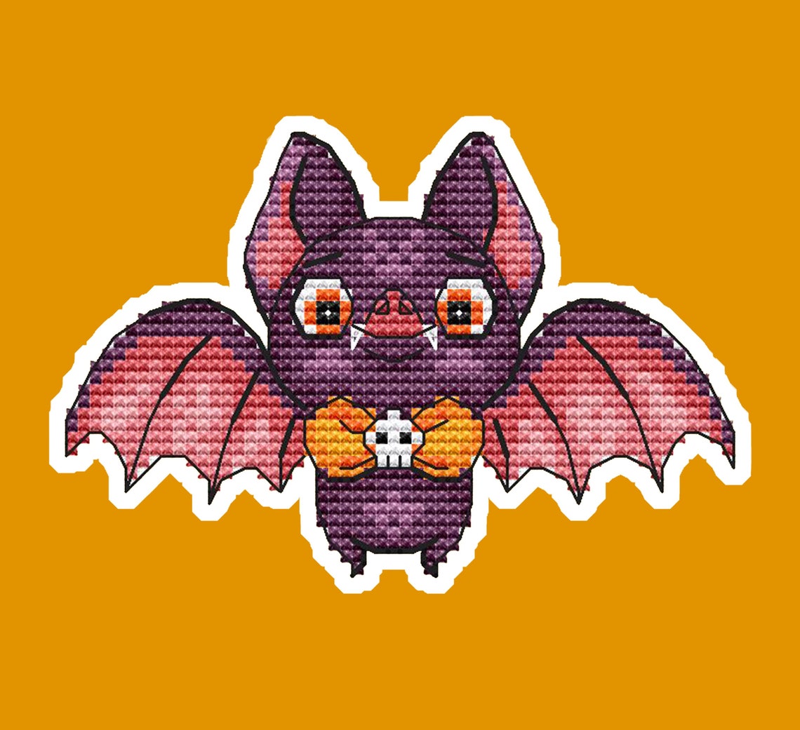 Cute Bat Cross Stitch Pattern, PDF Instant Download, Digital Cross ...