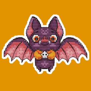 Cute Bat Cross Stitch Pattern, PDF Instant Download, Digital Cross ...
