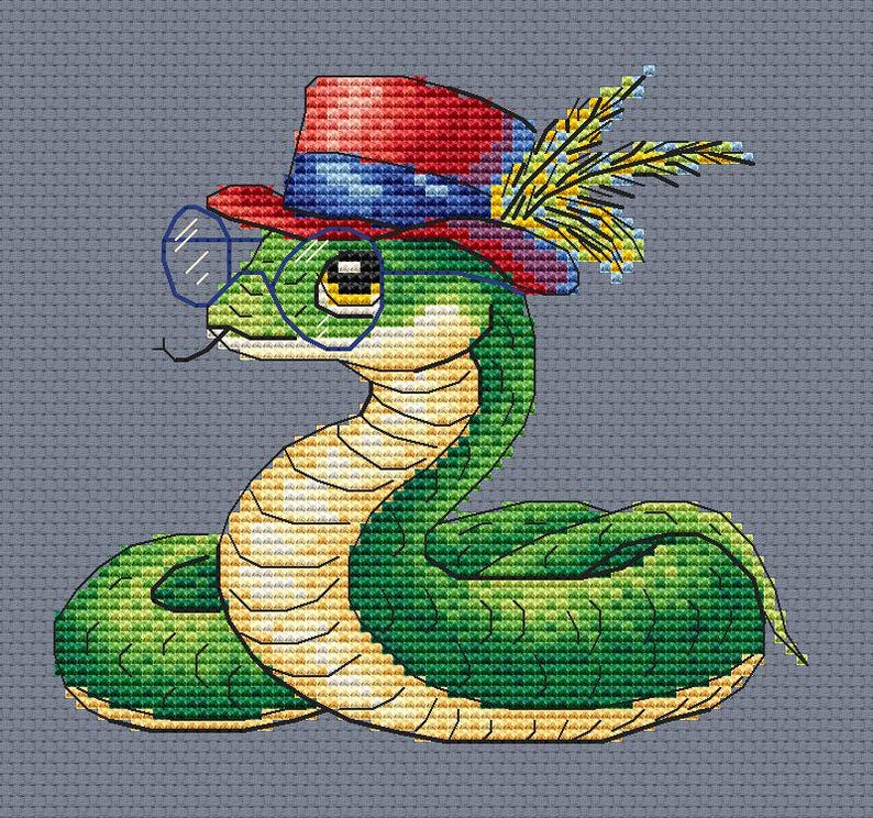 Сross Stitch Pattern Snake, Reptile Embroidery Pattern, Counted Cross ...