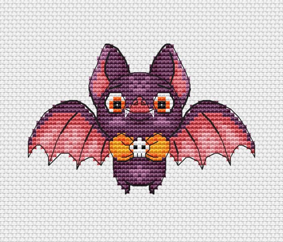 Cute Bat Cross Stitch Pattern, PDF Instant Download, Digital Cross ...