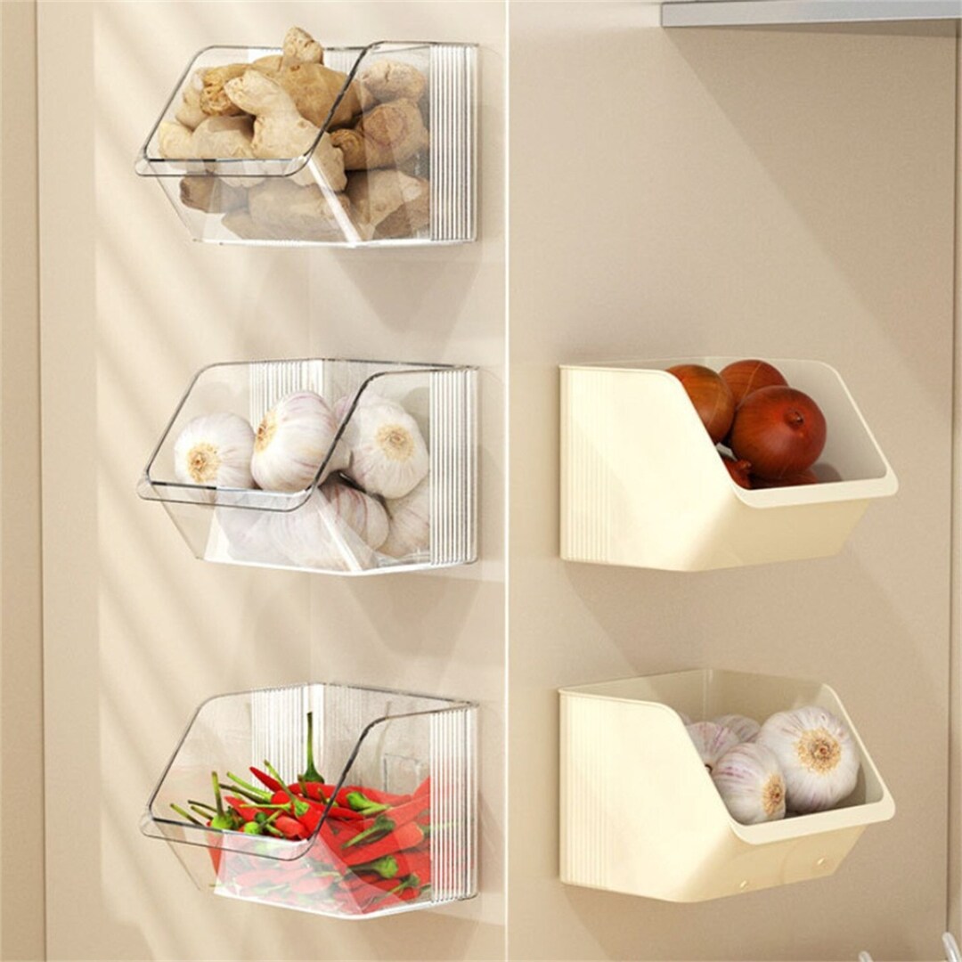 Floating Wall Rack, Kitchen Wall-mounted, Household Storage Box, Spice ...