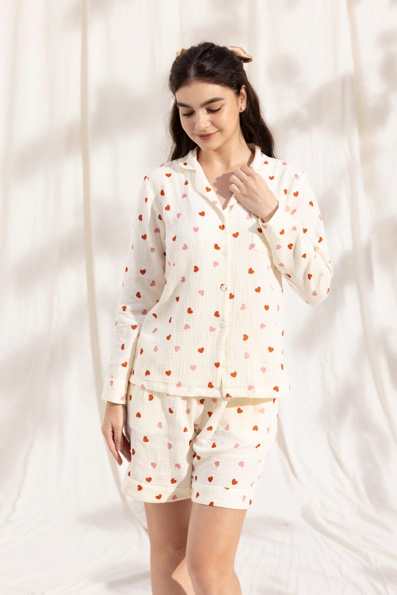 Cotton Sleepwear Organic Cotton Set Crinkle Cotton Pajamas Bridal ...