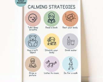 Calm Down Strategies Poster Printable Calm Corner PDF Coping Skills ...