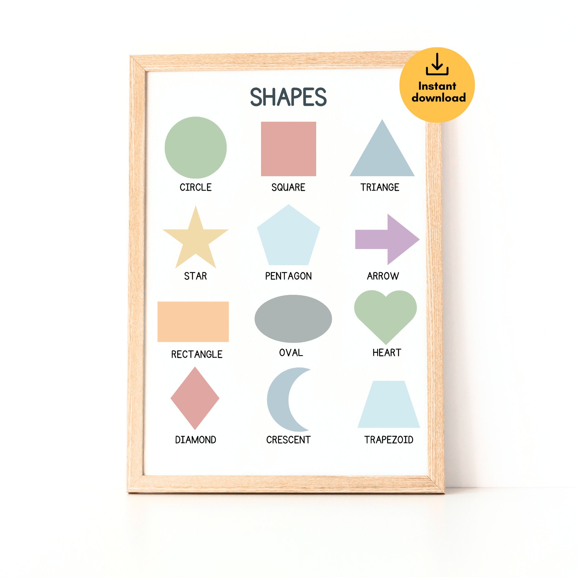 Shapes Poster, Educational Poster, Boho Classroom Decor, Shapes ...