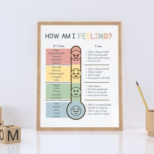 Feelings Chart Thermometer for Calm Down Corner, Printable Emotions ...