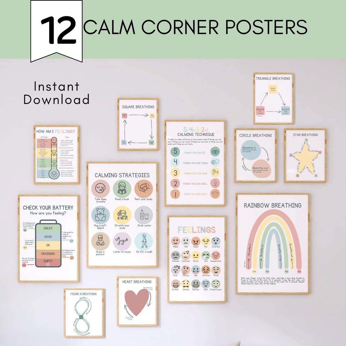 Printable Calm Corner Posters Bundle, Calming Strategies Educational ...