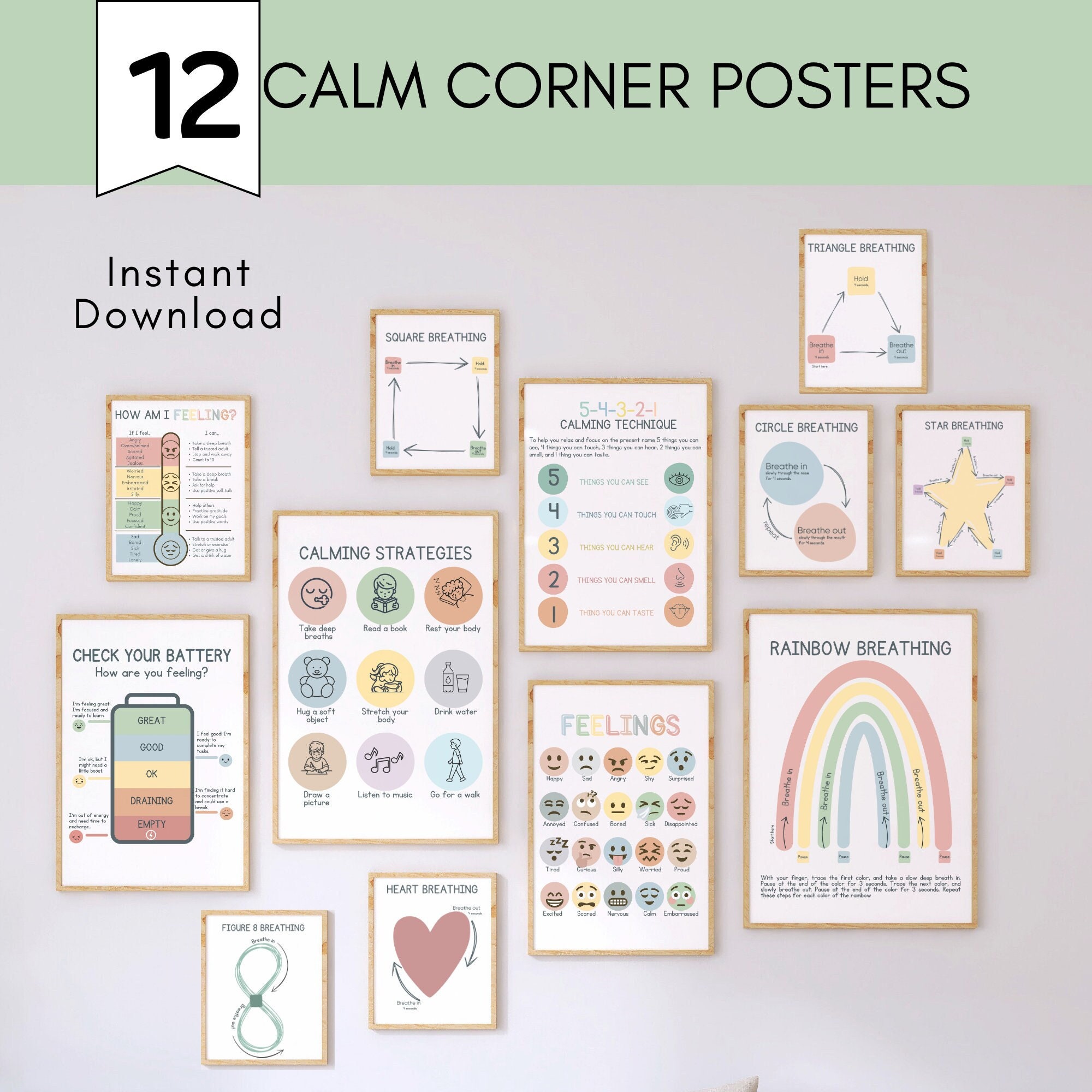 Printable Calm Corner Posters Bundle, Calming Strategies Educational ...