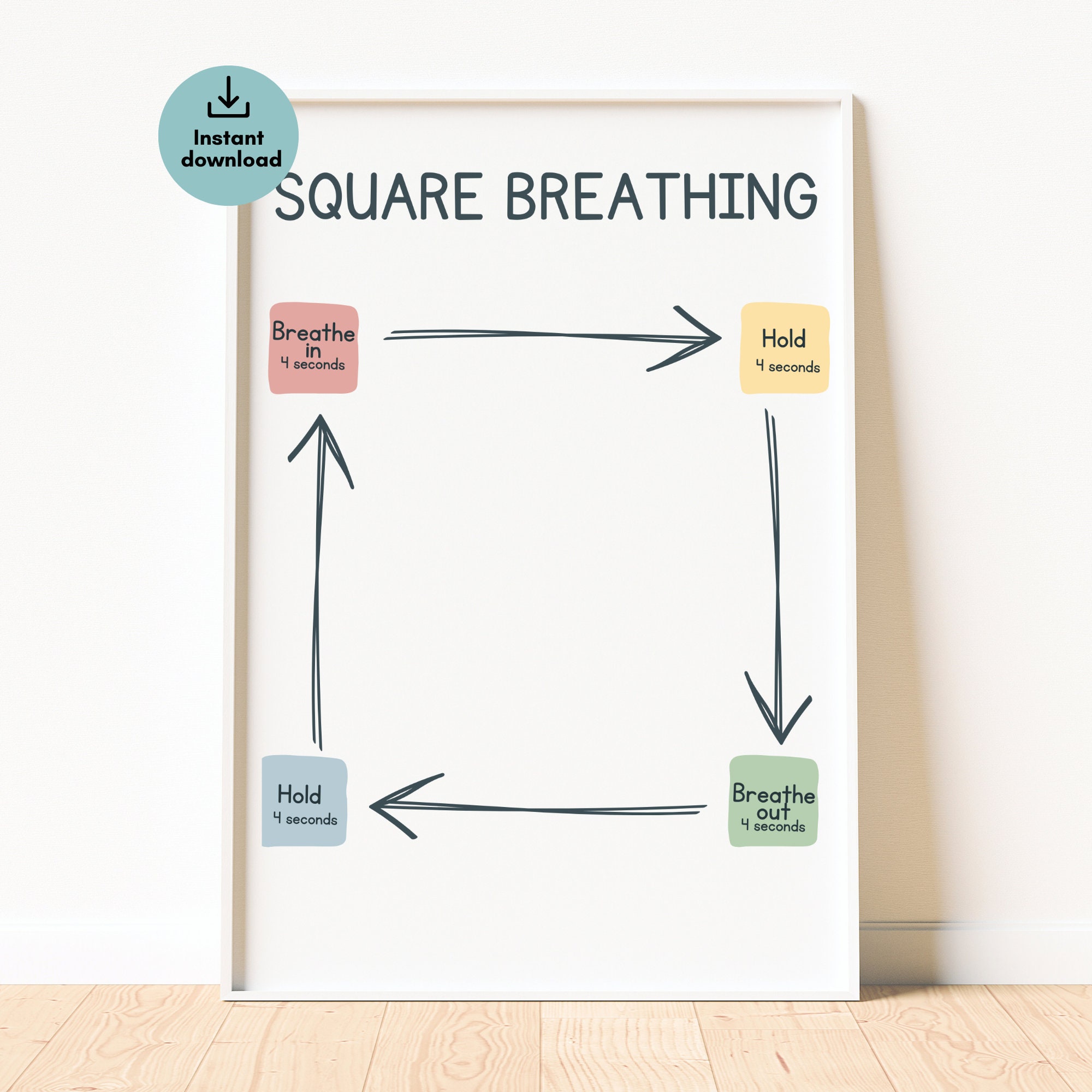 Calming Corner Poster, Square Breathing Exercise for Kids, Coping ...