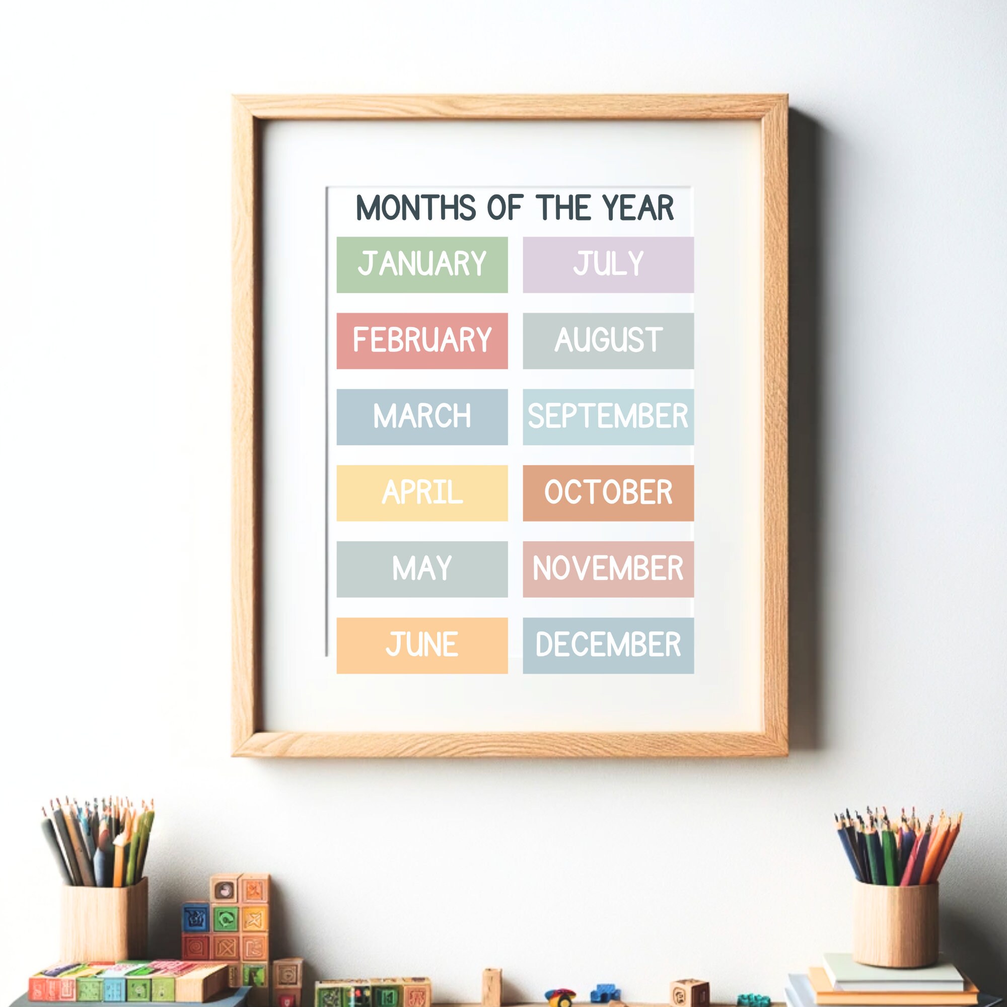 Months of the Year Printable, Montessori Printable, Educational Decor ...