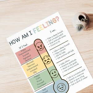 Feelings Chart Thermometer for Calm Down Corner, Printable Emotions ...
