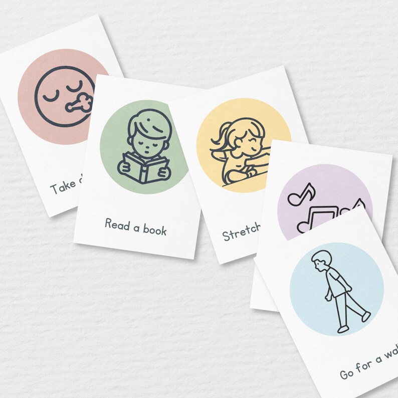 Printable Coping Skills Cards for Kids Set of 9 Illustrated Calming ...