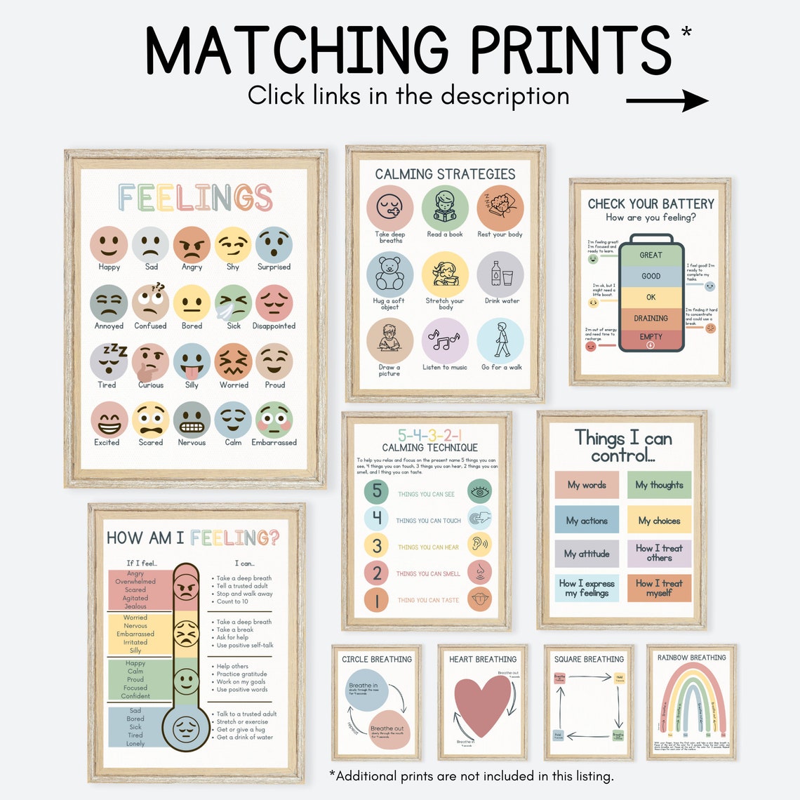 Feelings Chart for Calm Down Corner, Feelings Poster for Boho Classroom ...