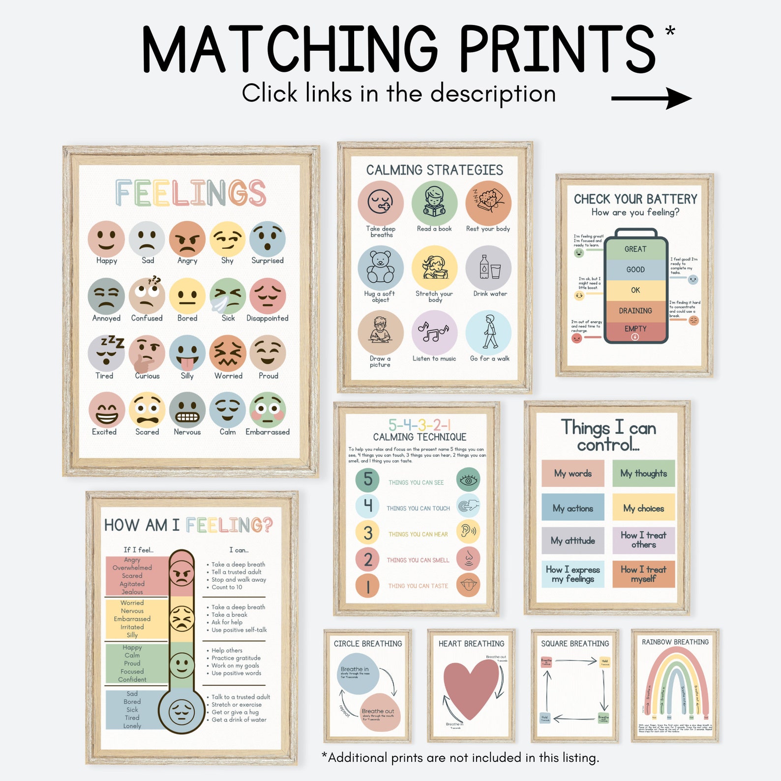 Feelings Chart for Calm Down Corner, Feelings Poster for Boho Classroom ...