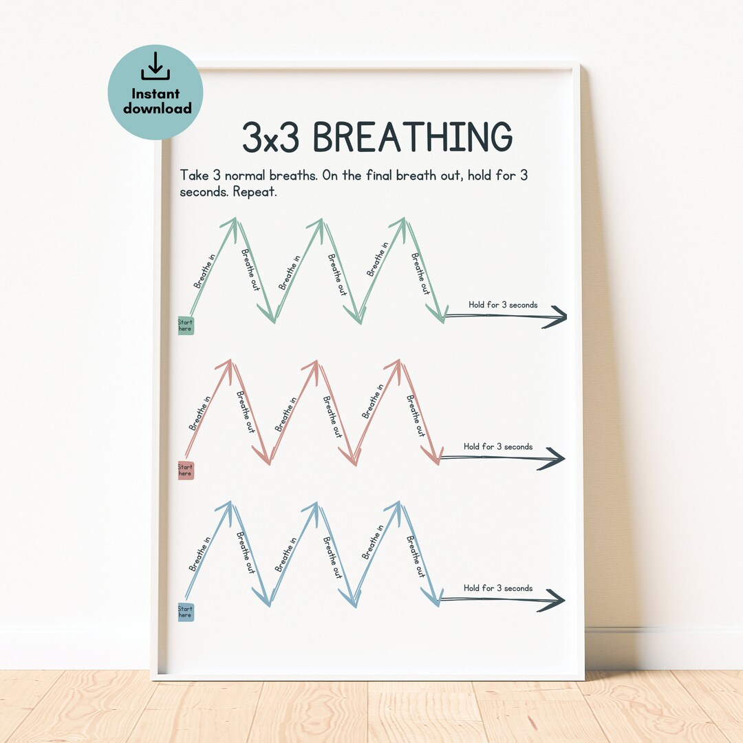Calm Down Corner Breathing Exercise for Kids, 3x3 Breathing Calming ...
