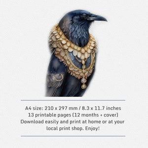 Crow 2024 Monthly Wall Calendar Printable. A4 Size 300 DPI PDF ...