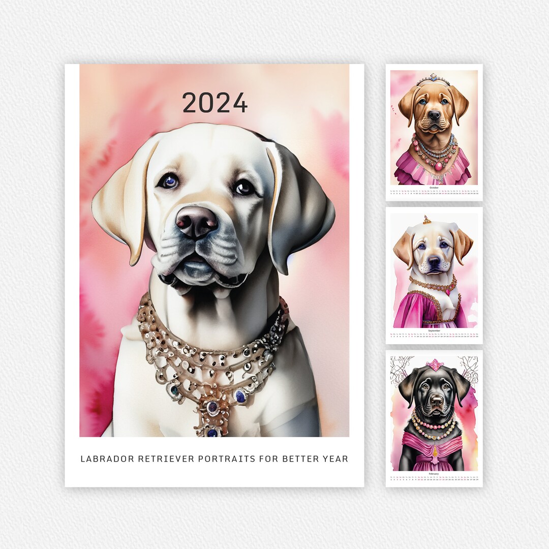 Labrador Retriever 2024 Monthly Wall Calendar Printable. A4 - Etsy