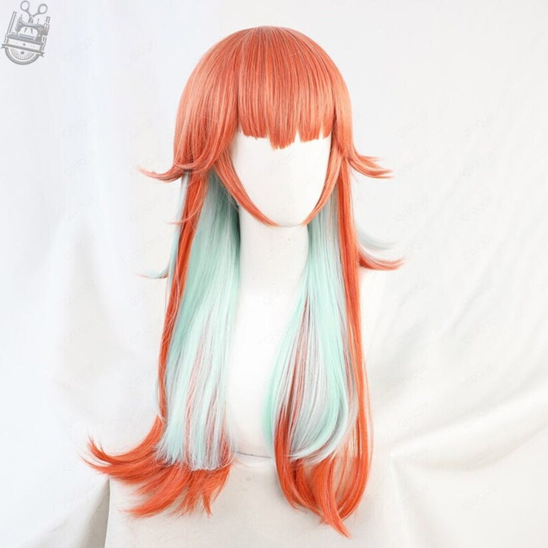 Vtuber, Cosplay Wig, Takanashi Kiara, Hololive En, Orange Mixed Mint ...