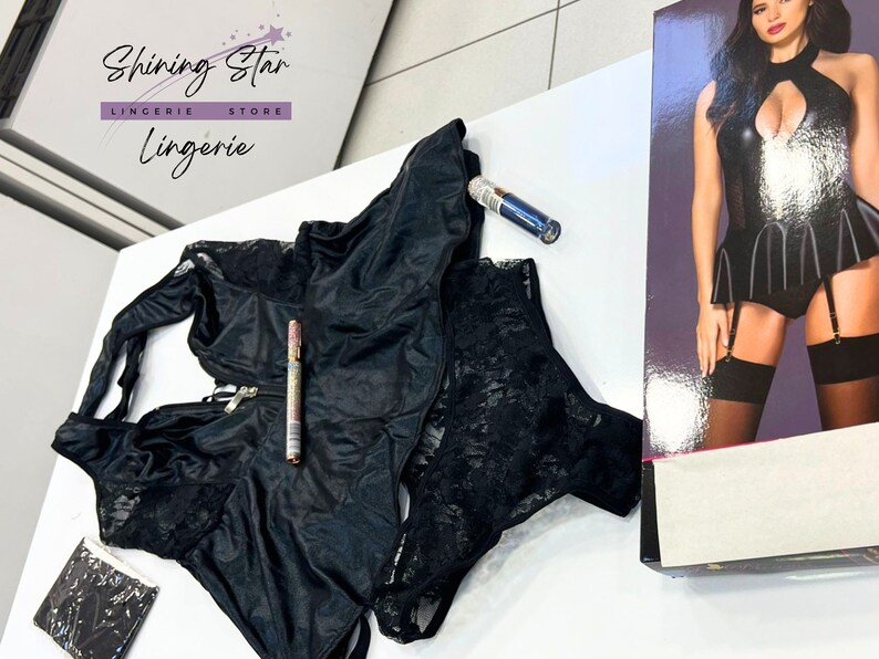 Satin And Lace Garter Lingerie Sets Sexy Satin Garter Dress Black Lace